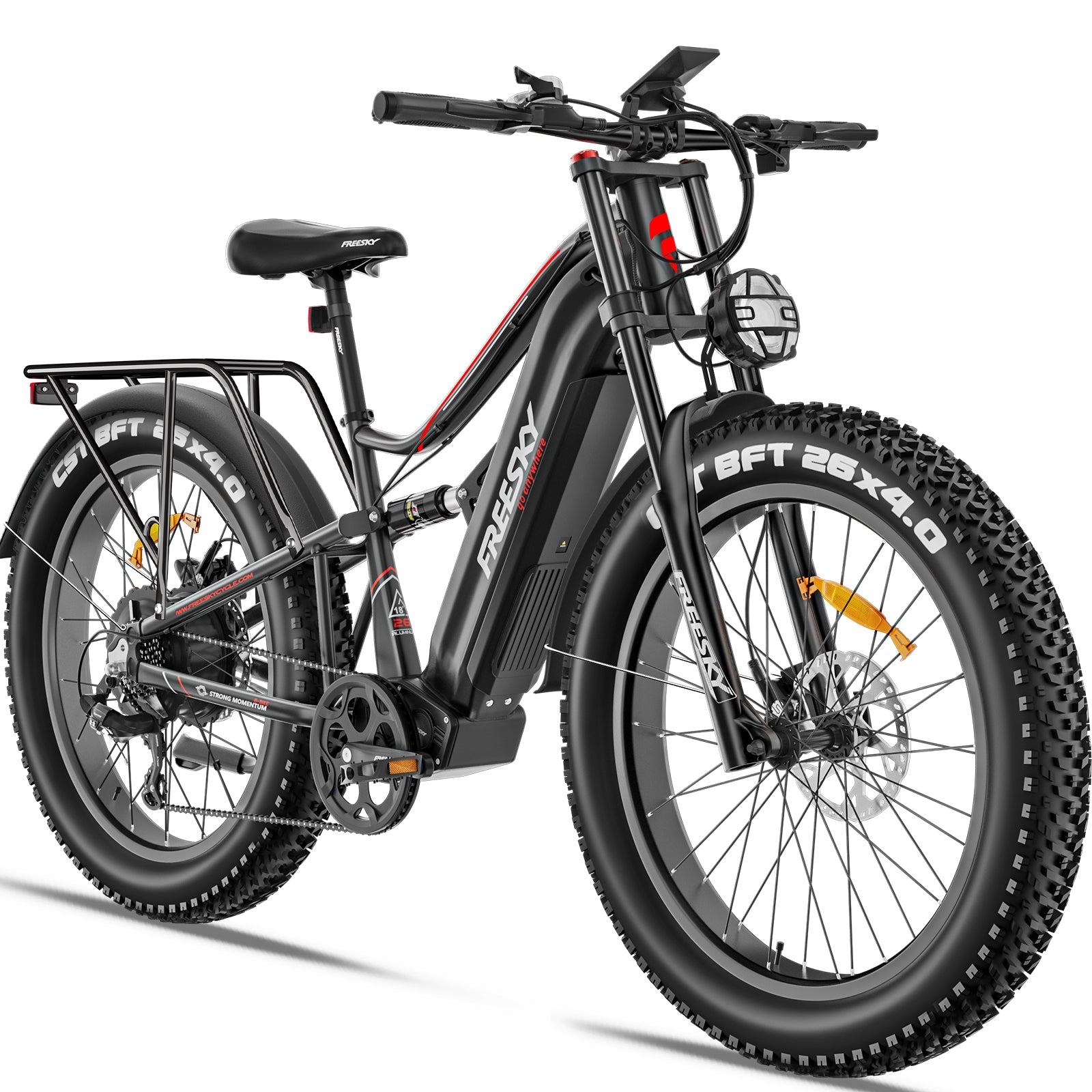 Freesky 1000W Electric Mountain Bike with Rear Rack | Swift Horse Pro X ...